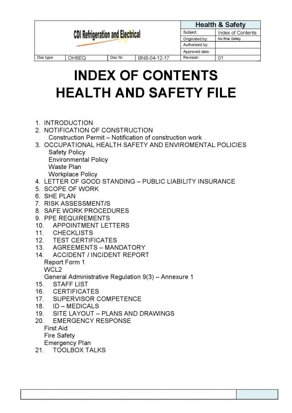 Construction Safety File | No Risk Solutions | From R4850